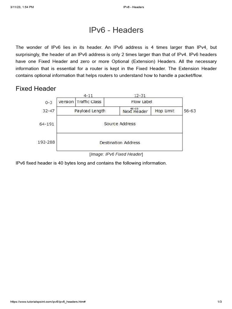 IPv6 - Headers | PDF