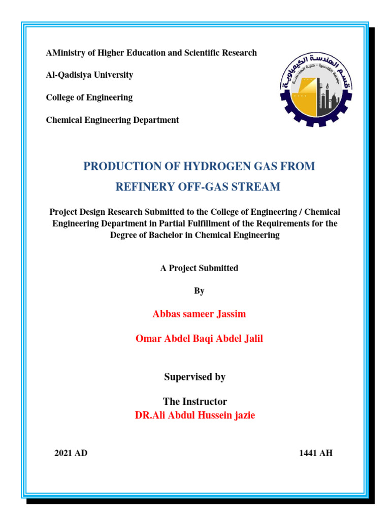 Production of Hydrogen Gas From Refinery Off-Gas Stream | PDF ...