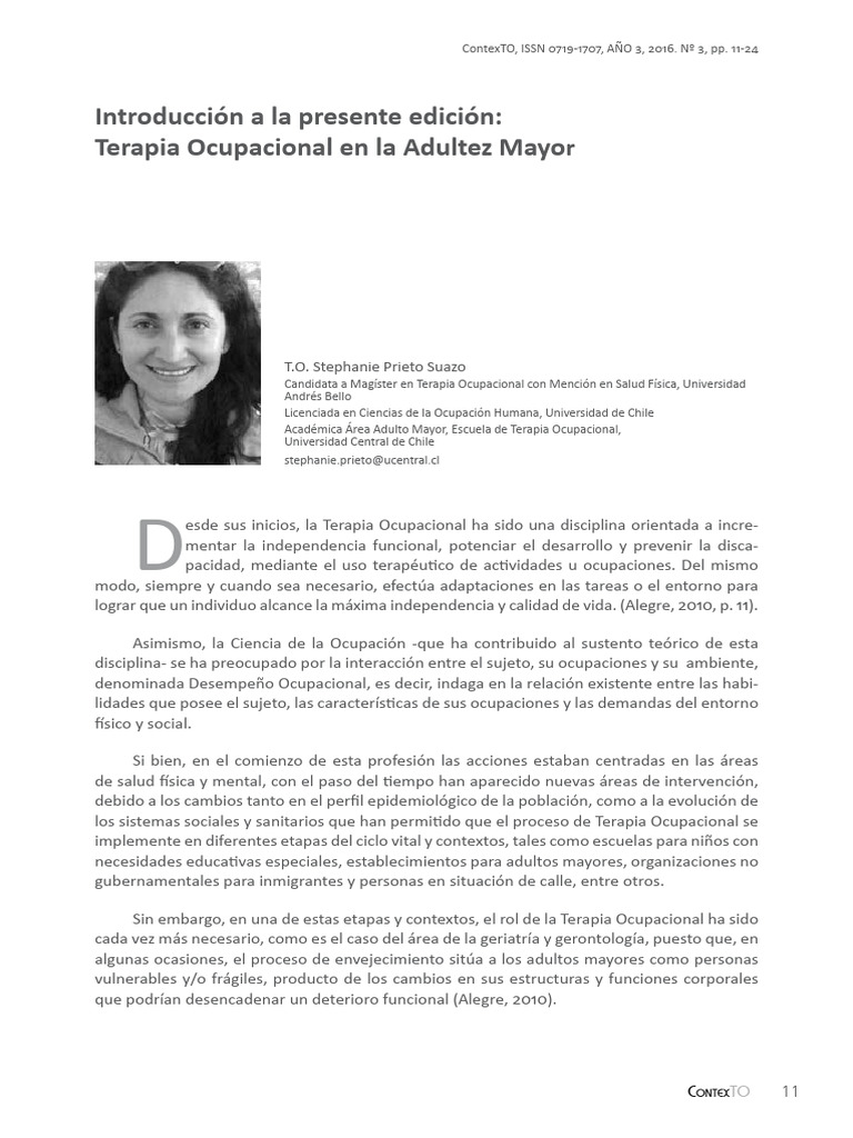 Introducción A La Presente Edición: Terapia Ocupacional en La Adultez ...