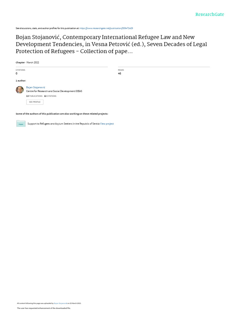 Seven Decades Of Legal Protection Of Refugees 37 57 PDF