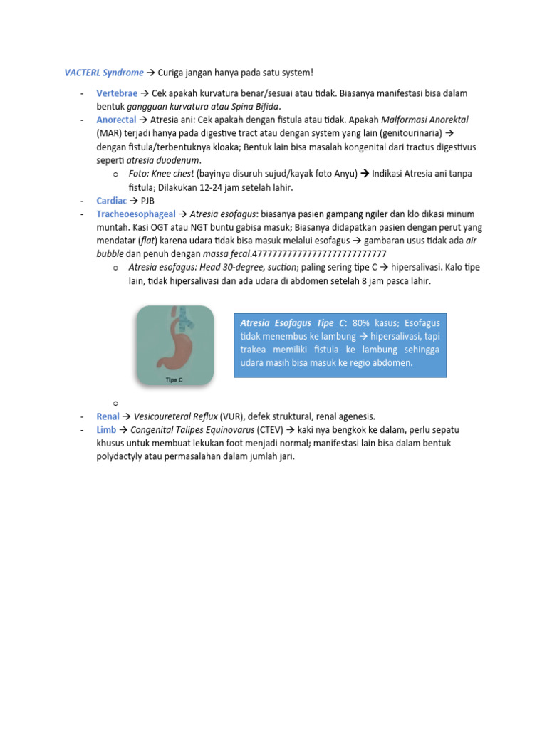 Catatan VACTREL SYNDROME | PDF