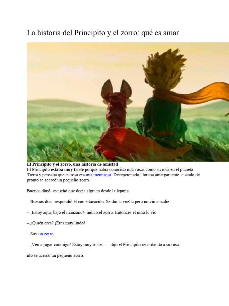 El Principito y el Zorro: Amistad y Amor | PDF | Arte | Poesía