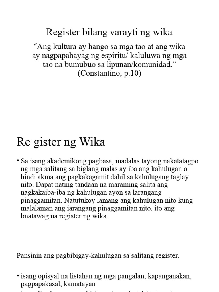 Register Bilang Varayti NG Wika | PDF