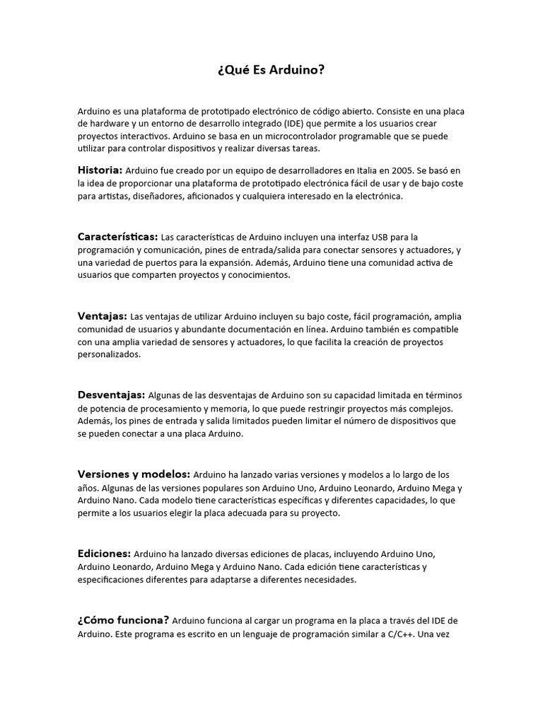 Qué Es Arduino | PDF | Arduino | Automatización del hogar Qué Es Arduino | PDF | Arduino | Automatización del hogar