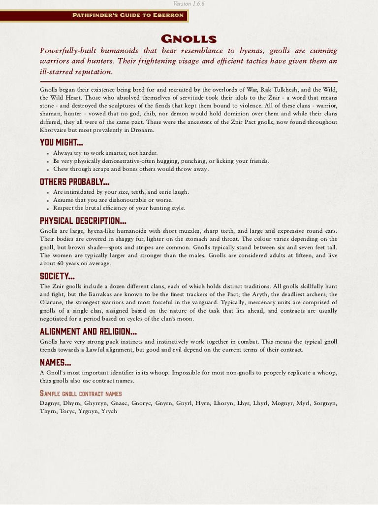 Gnoll Clans and Traits Guide | PDF | Law | History