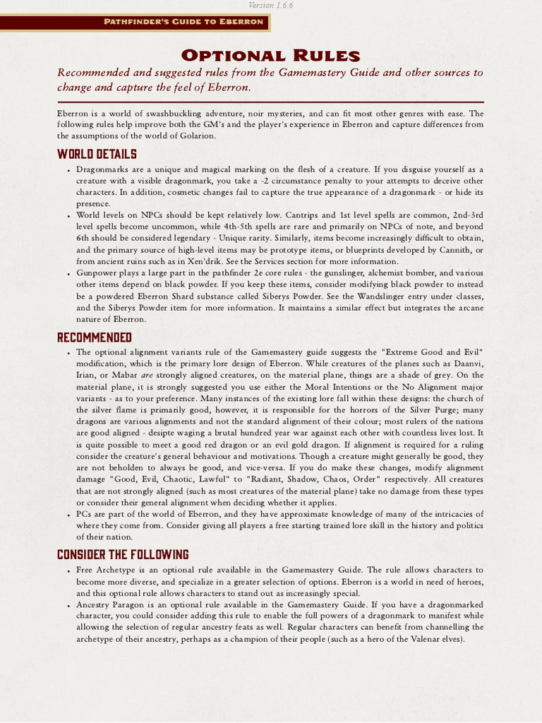 PGtE 146 147 Optional Rules | PDF | D20 System | Fantasy Role Playing Games