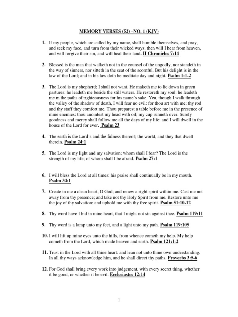 Memory Verses. Original Listdoc | PDF | Epistle To The Romans | Jesus
