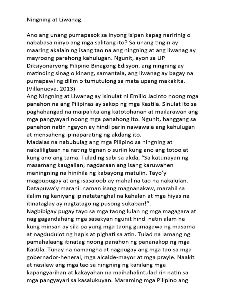Ningning at Liwanag | PDF