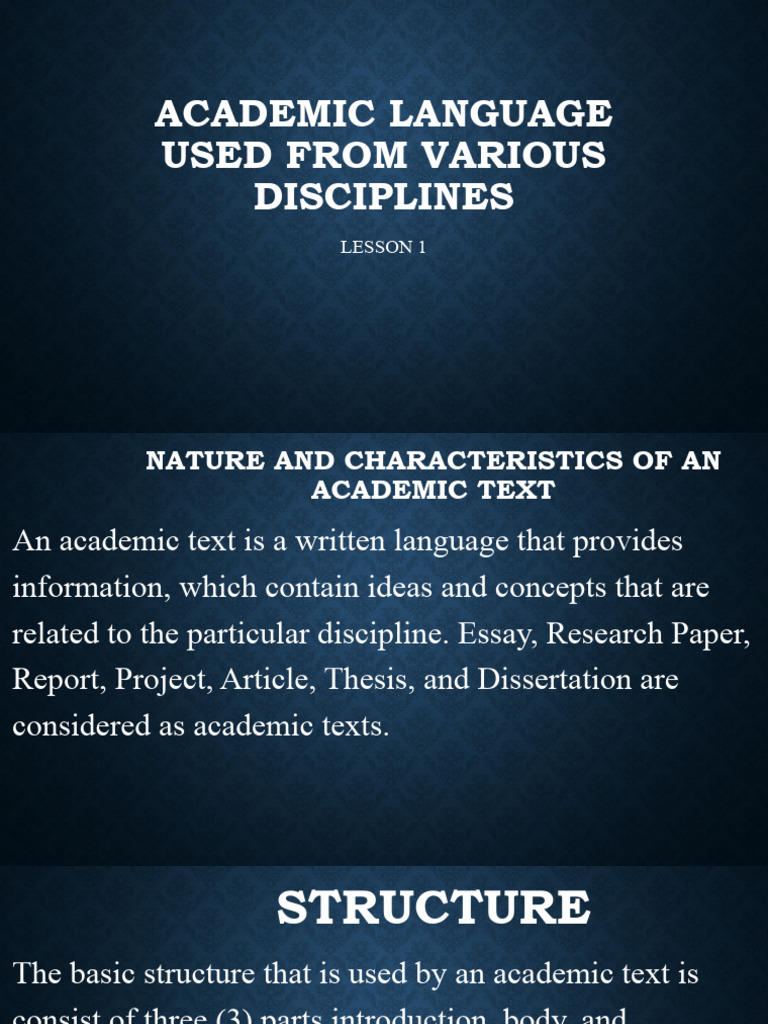 Academic Language Used From Various Disciplines | PDF | Subject ...