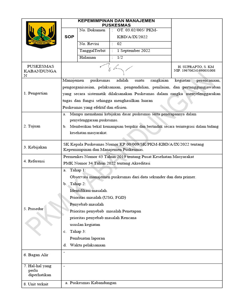 1.2.2.b SOP KMP | PDF