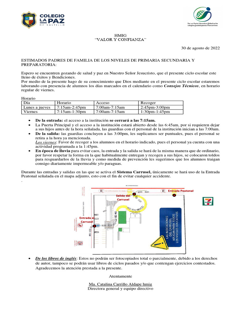 COMUNICADO HORARIOS CICLO 2022-2023 | PDF