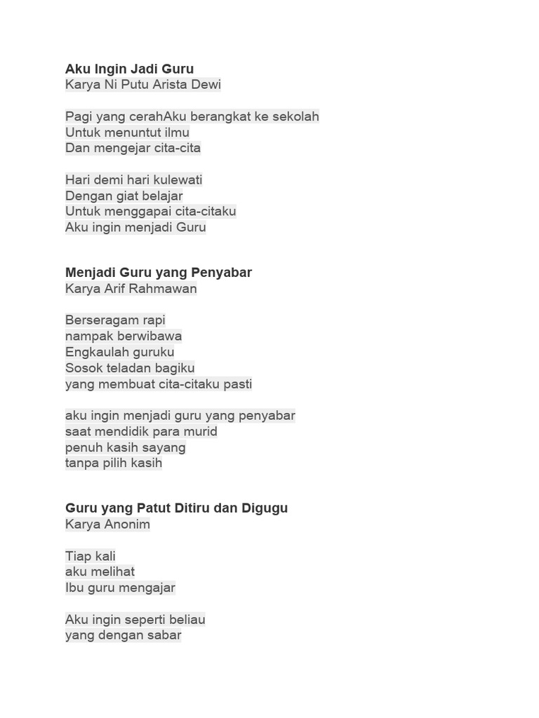Aku Ingin Jadi Guru | PDF Aku Ingin Jadi Guru | PDF