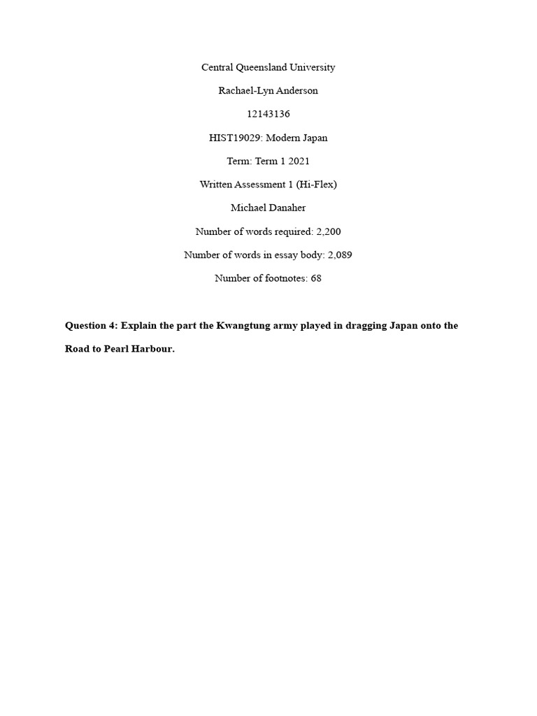 Rachael-Lyn Anderson HIST19029 Written Assignment 1 (Marked) | PDF ...