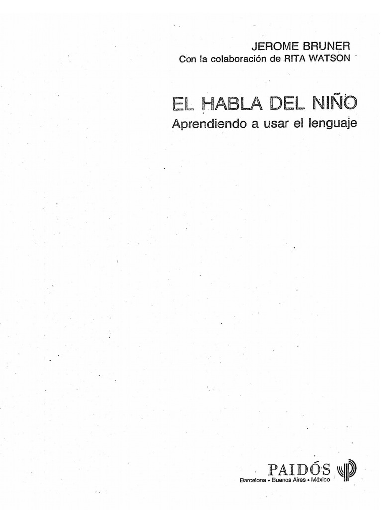 Bruner El Habla Del Niño | PDF