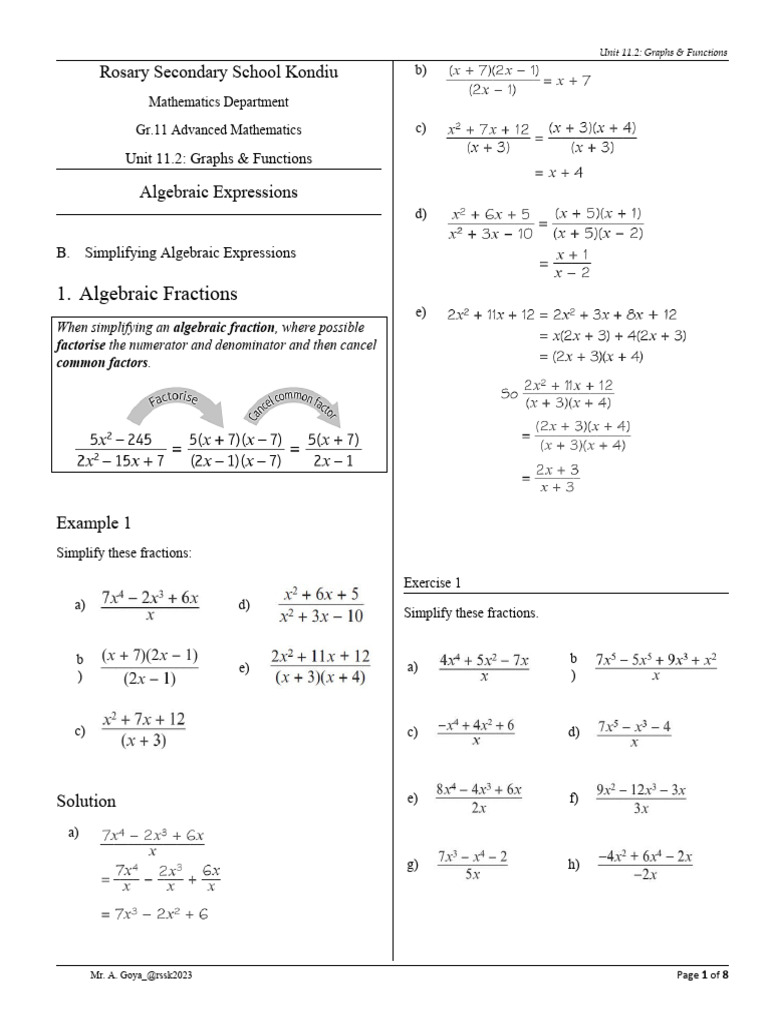 Unit11.2-Simplify Algebraic Expressions | PDF