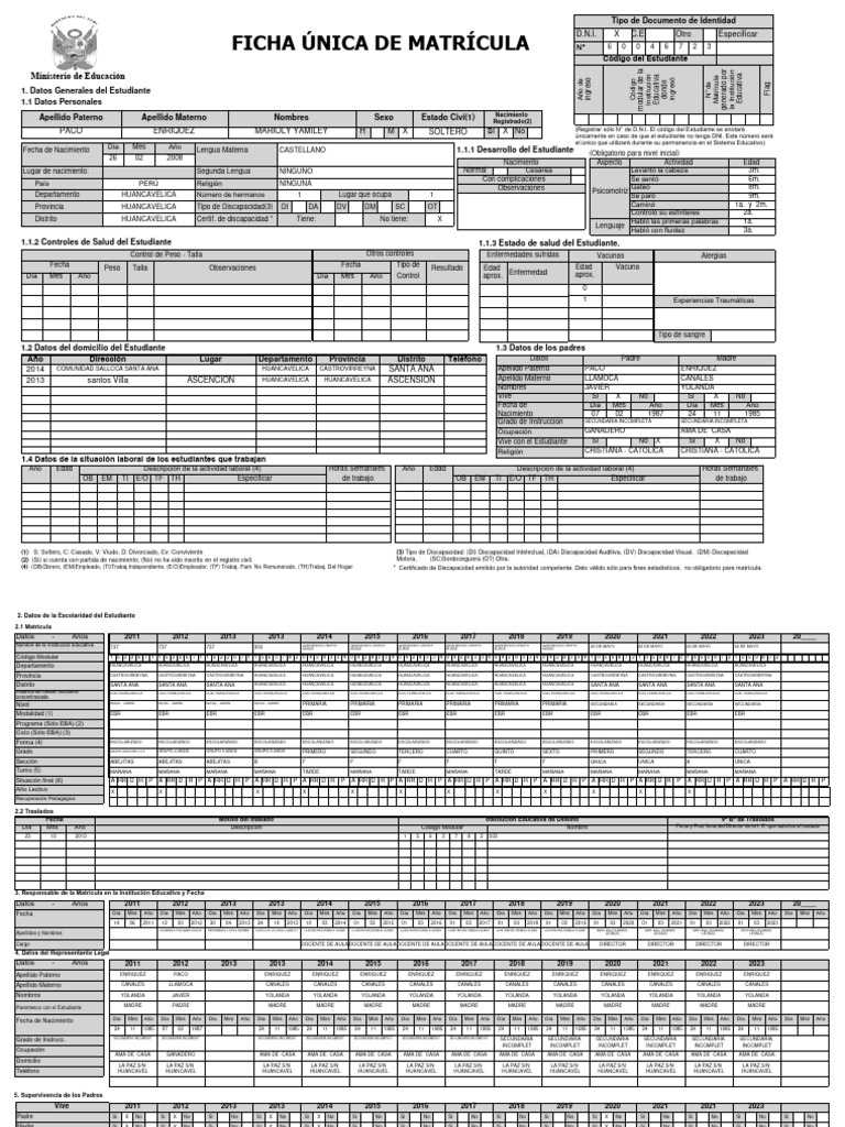 rptFichaMatricula Aspx | PDF