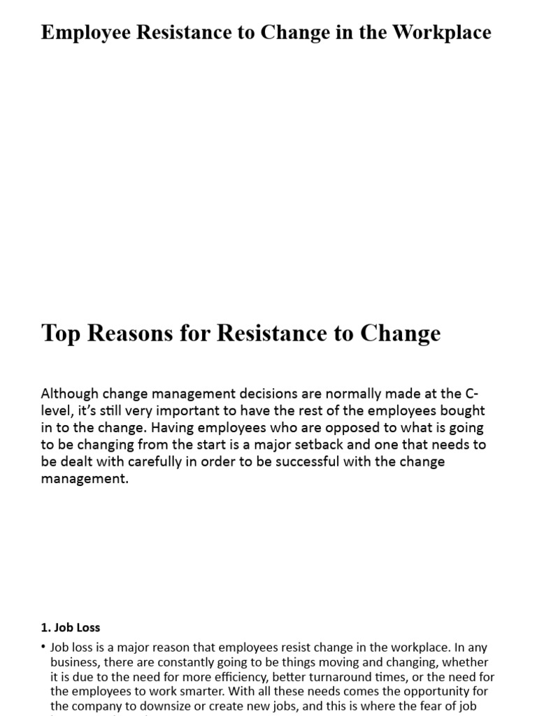 Employee Resistance To Change in The Workplace | PDF | Communication ...
