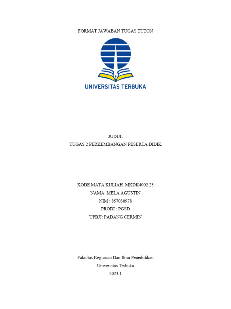 Format Jawaban Tugas Tuton | PDF