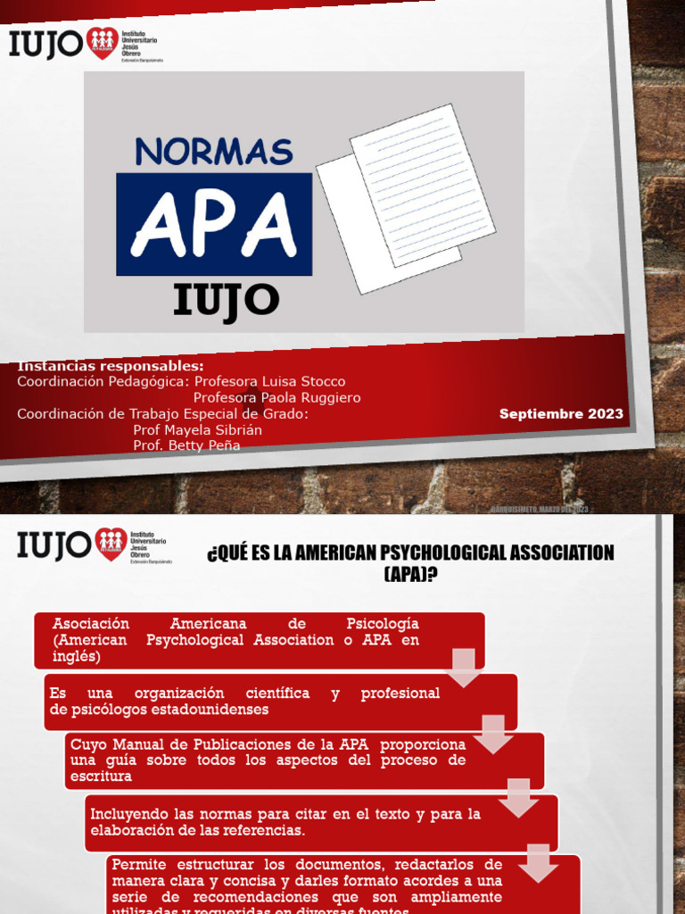 NORMAS APA IUJO SEPTIEMBRE 2023 - Compressed | PDF