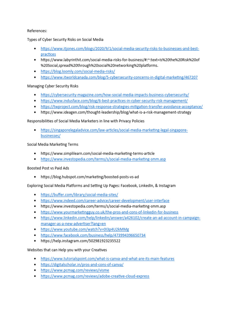 Basic Social Media MArketing References | PDF | Popular Culture & Media ...