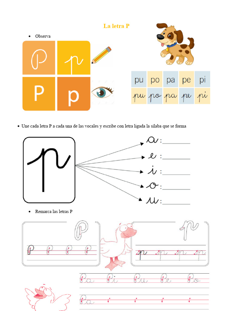 Ficha Lenguaje - Letra P | PDF