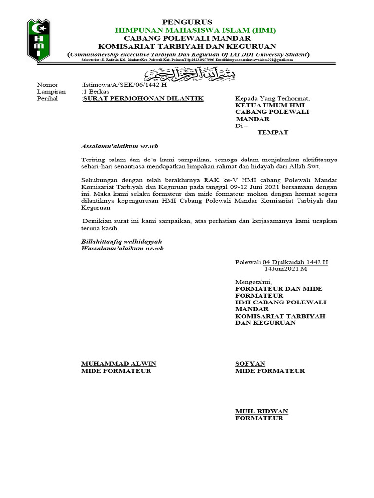 005-Surat Permohonan Dilantik | PDF