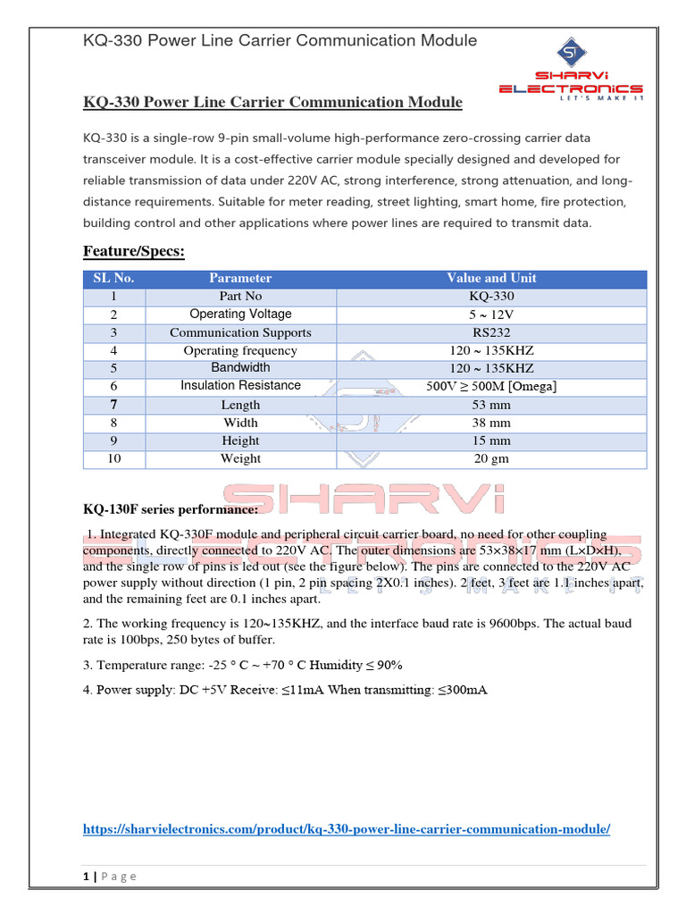 KQ-330 Power Line Communication Module | PDF | Alternating Current ...
