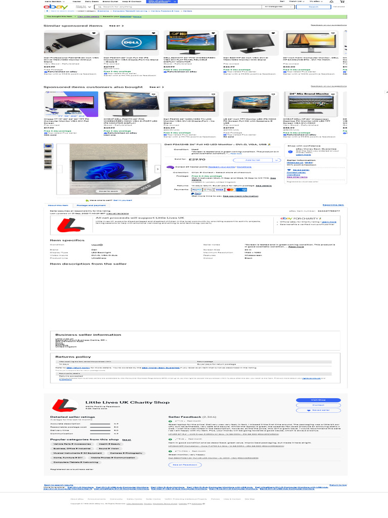 Dell P2412HB 24 - Full HD LED Monitor - DVI-D, VGA, USB - Ebay | PDF
