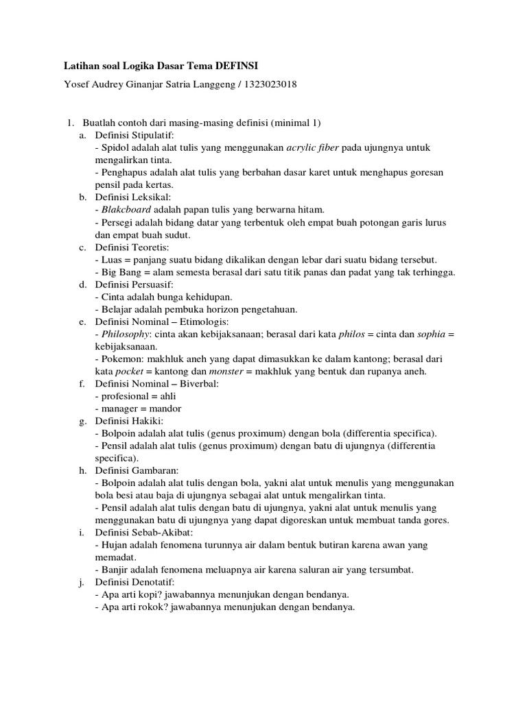 Latihan Soal Definisi | PDF Latihan Soal Definisi | PDF