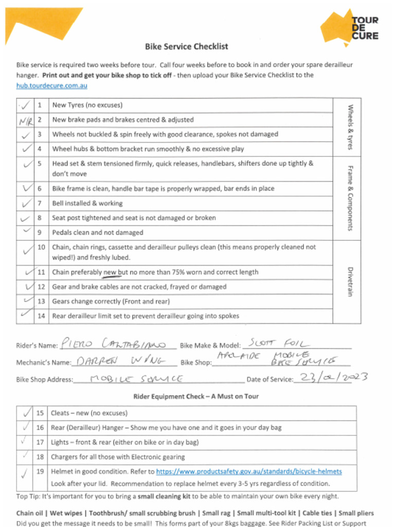Mechanic Checklist | PDF