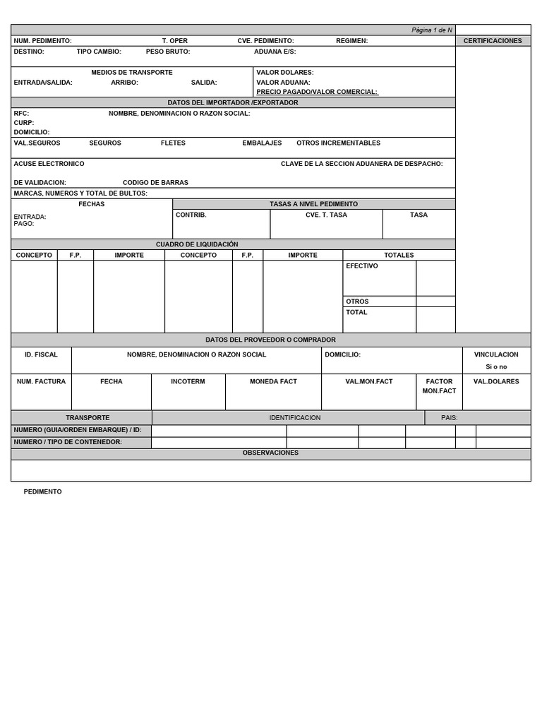 Formato Pedimento | PDF