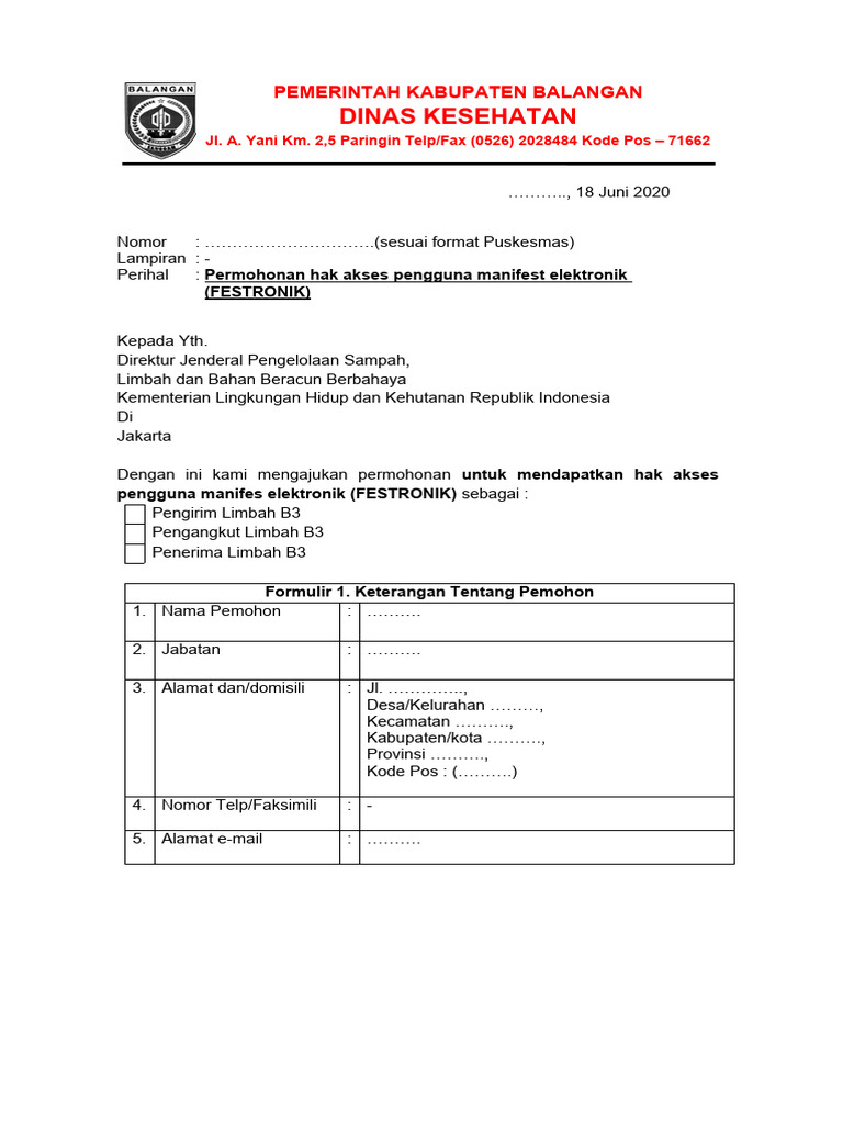 Permohonan Hak Akses FESTRONIK | PDF