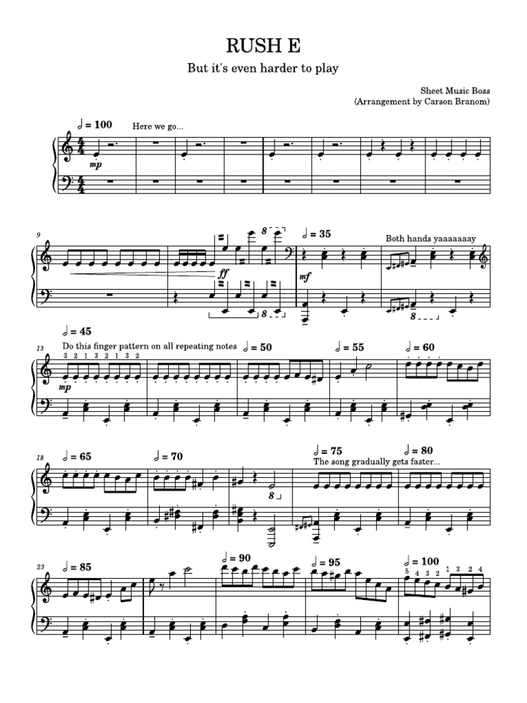 Rush E – Sheet Music Boss – Harder Playable | PDF