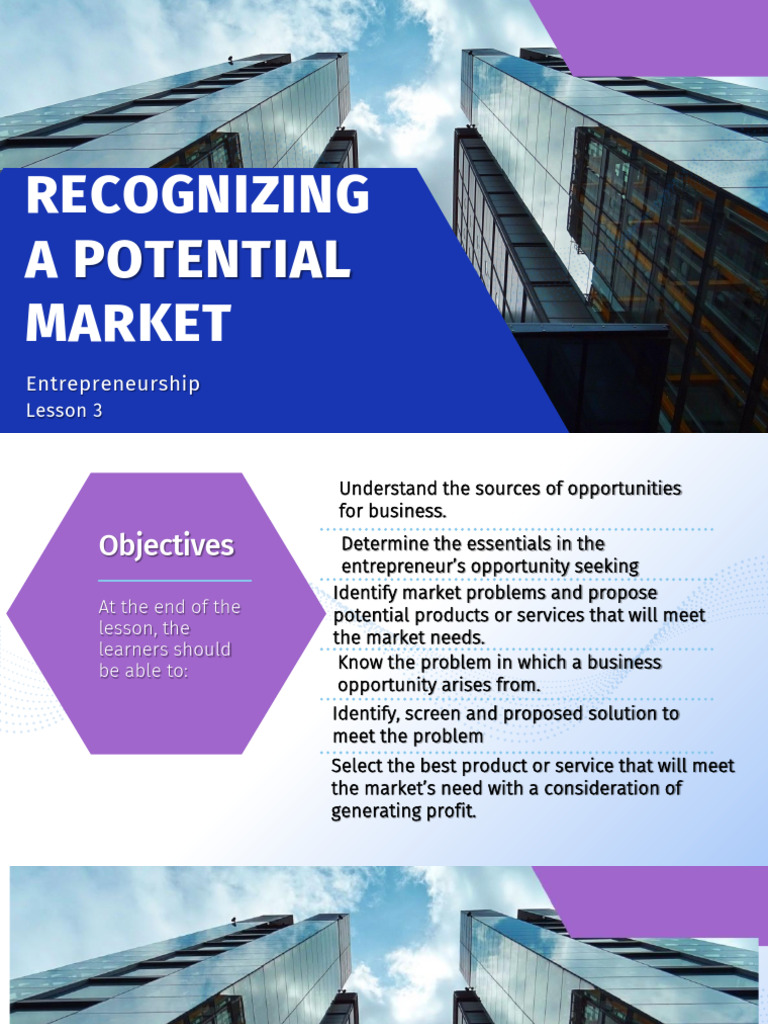 ENTREP Lesson 3 Recognize Potential Market SC 2 | PDF