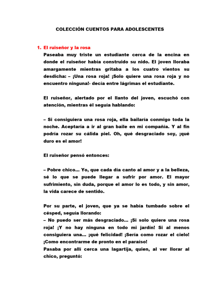Colección Cuentos para Adolescentes Noveno | PDF | Rosa | Amor