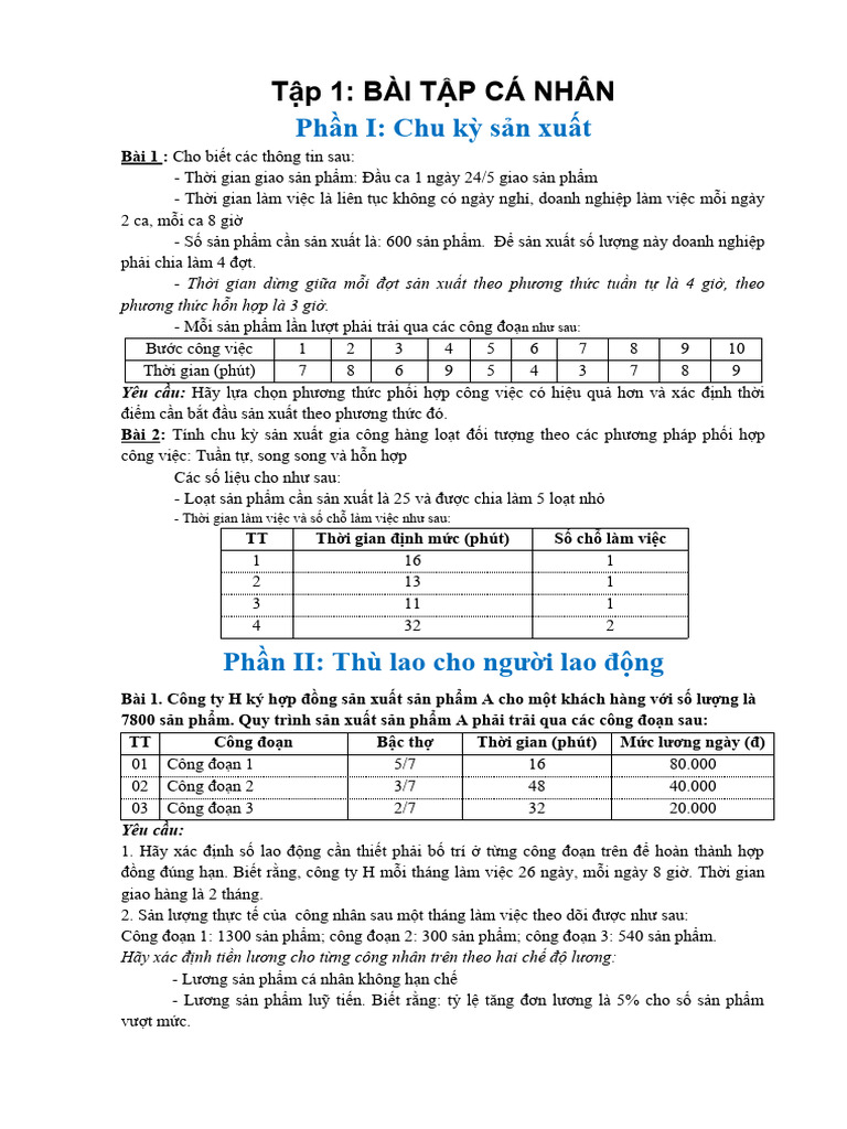 Tập 1 - Bài Tập QTDN Các Dạng - CP | PDF
