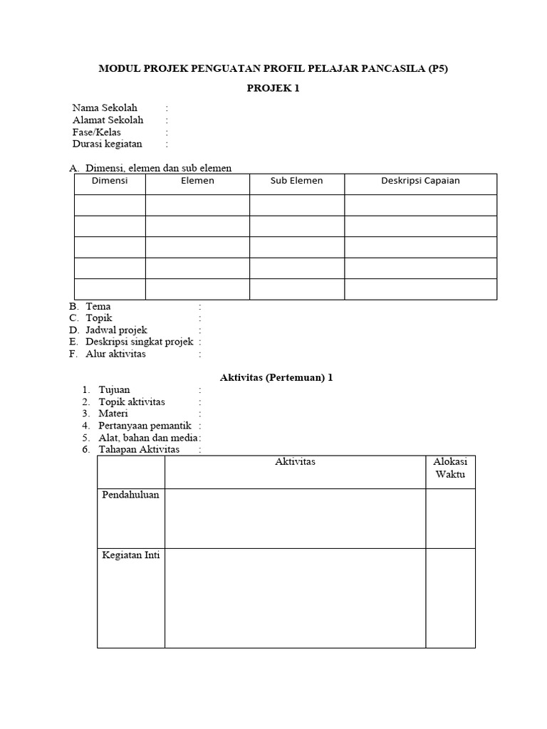 Template Modul Projek | PDF