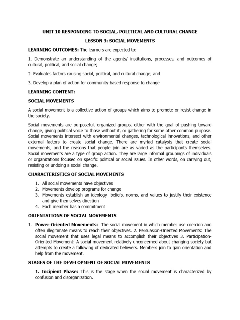 Z12. Ucsp Unit 10 Lesson 3 - Social Movements | PDF | Social Movements ...