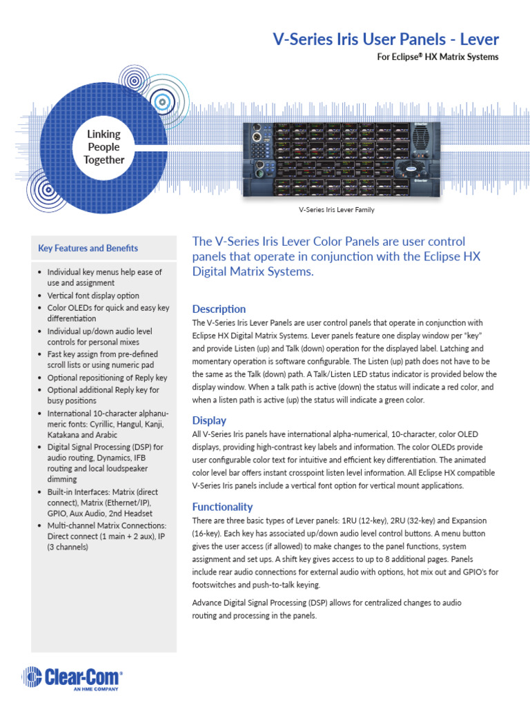 V-Series Iris Lever Datasheet | PDF