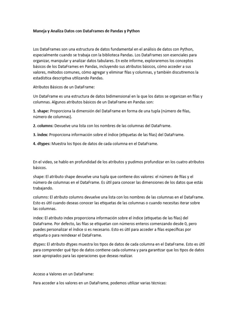 Maneja y Analiza Datos Con DataFrames de Pandas y Python | PDF | Python (lenguaje de ...