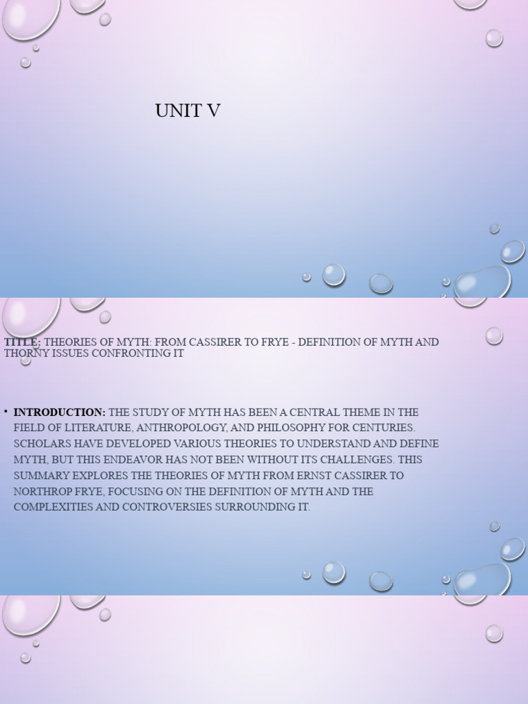 Theories of Myth: Cassirer to Frye | PDF | Archetype | Analytical ...