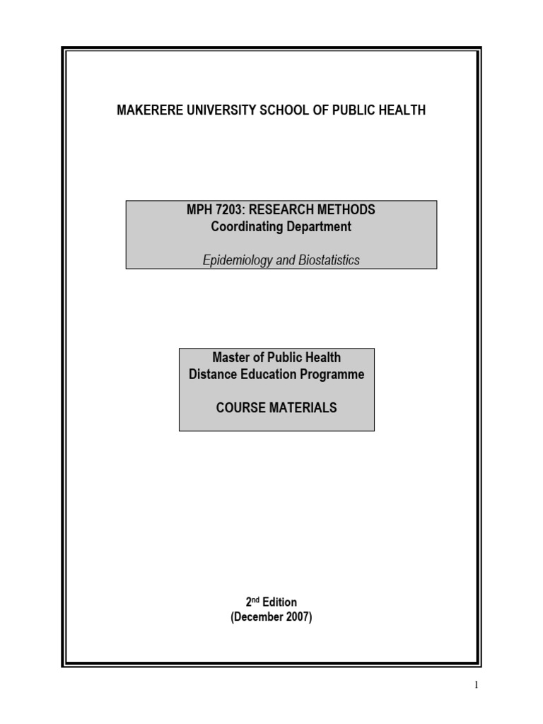 Research Methods - Course Guide Makerere MPH | PDF | Computers