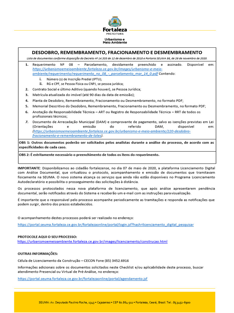 22 09 28 LD Checklist Col Cecon Lista de Documentos Desdobro ...