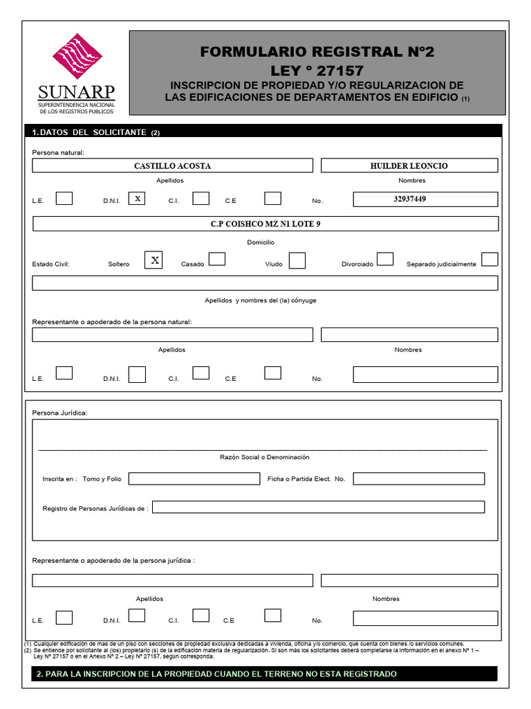 Formato Sunarp Sub Division | PDF