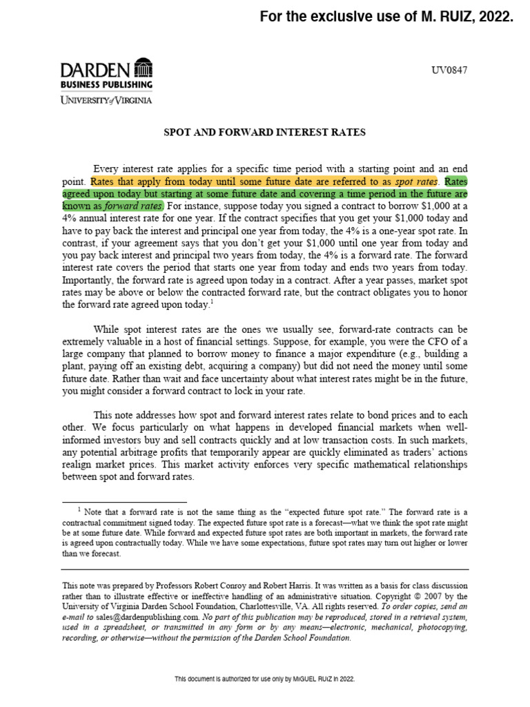 Spot and Forward Rates | PDF