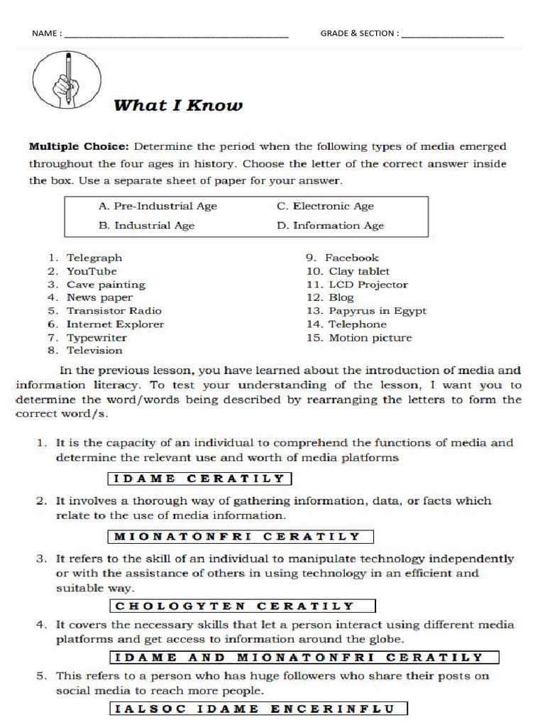Mil Worksheet 1 | PDF