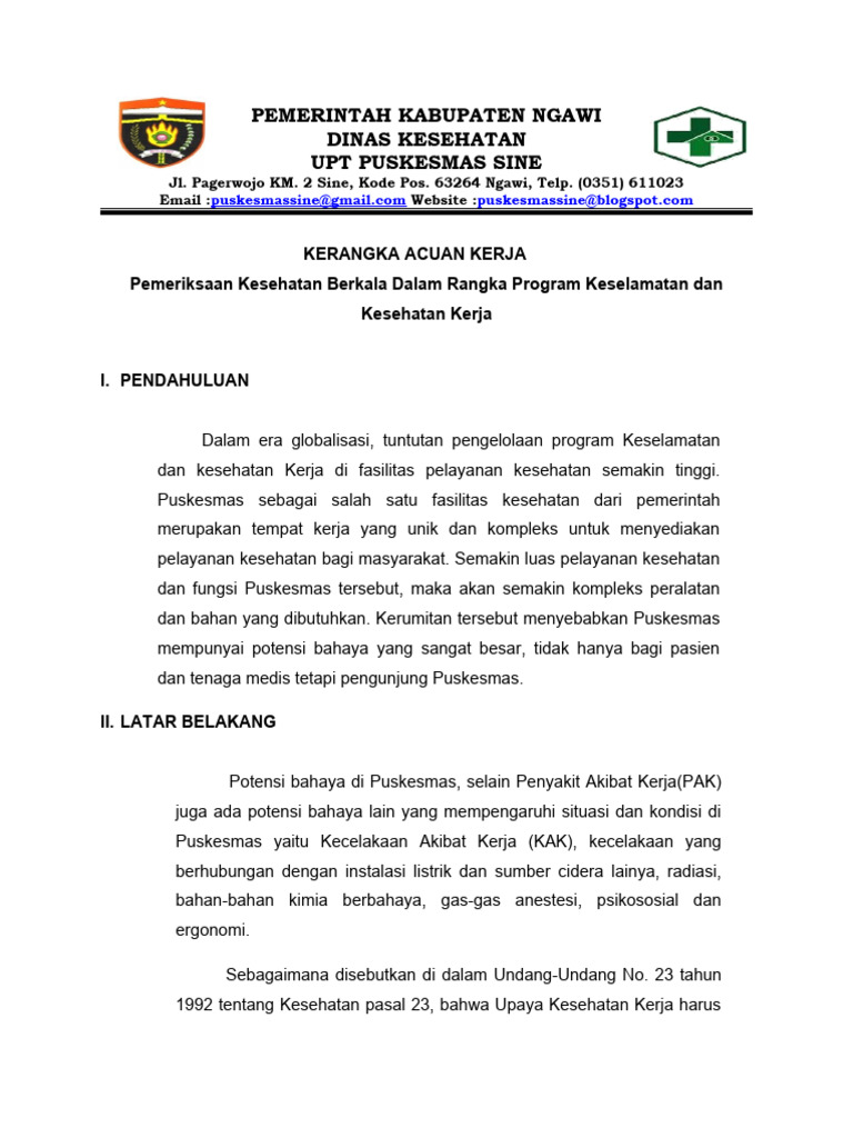 KAK Pemeriksaan K3 | PDF