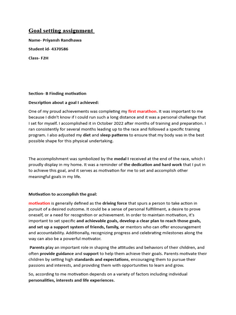Goal Setting Assignment Priyansh | PDF Goal Setting Assignment Priyansh | PDF