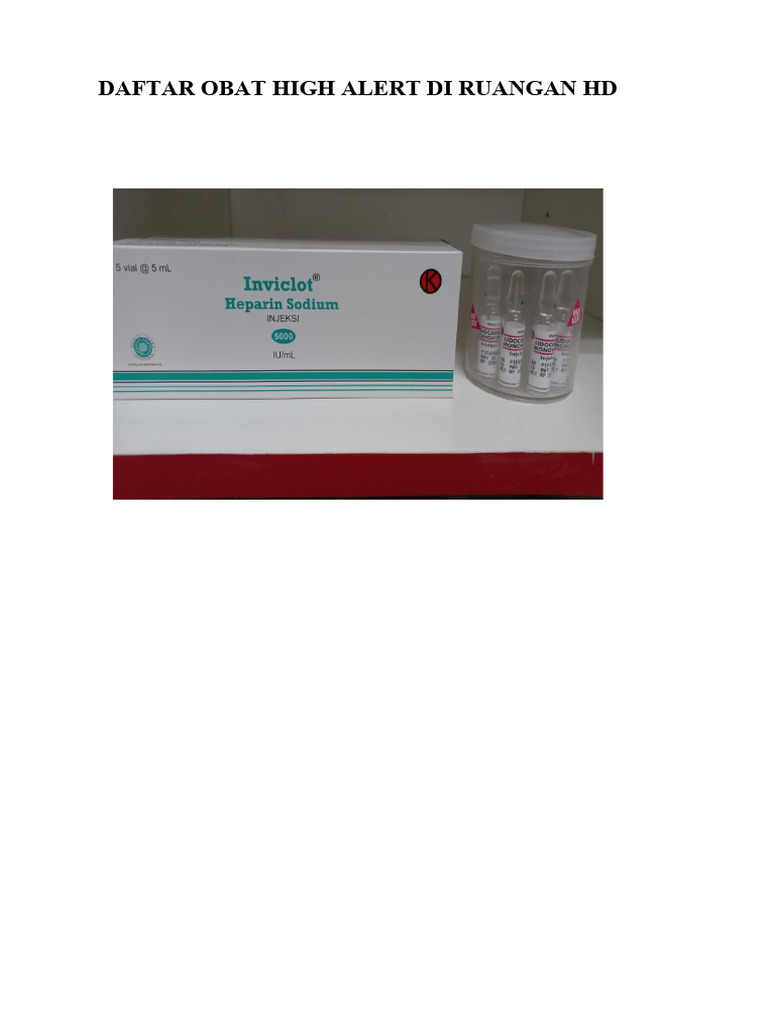 Daftar Obat High Alert Di Ruangan HD | PDF