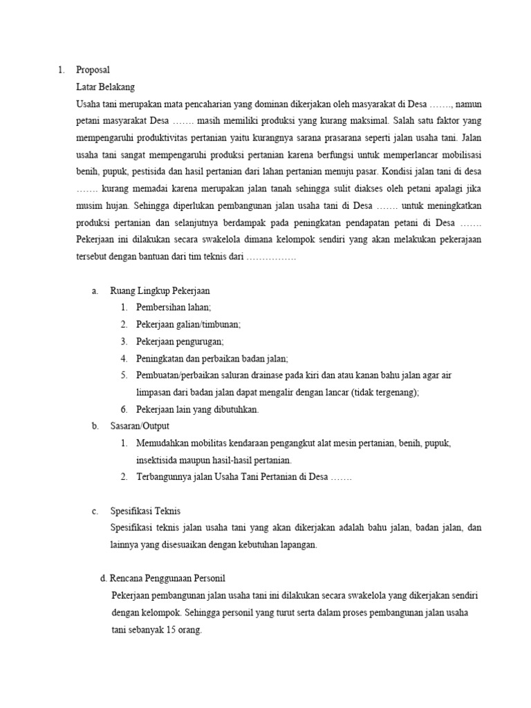 Contoh Laporan Swakelola Jalan Tani | PDF